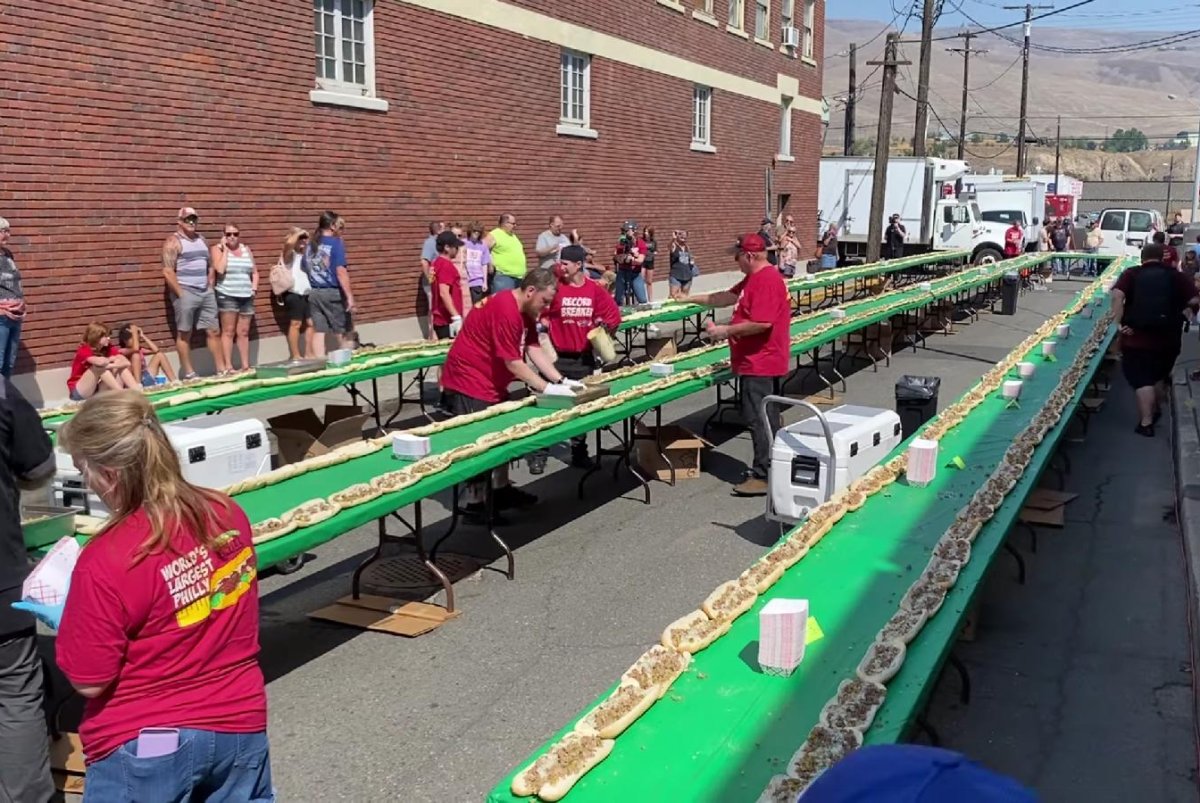 Idaho restaurant assembles world’s longest Philly cheesesteak - Radio ...