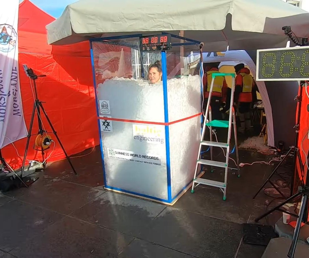 Woman spends over 3 hours in ice to break Guinness World Record - Radio ...
