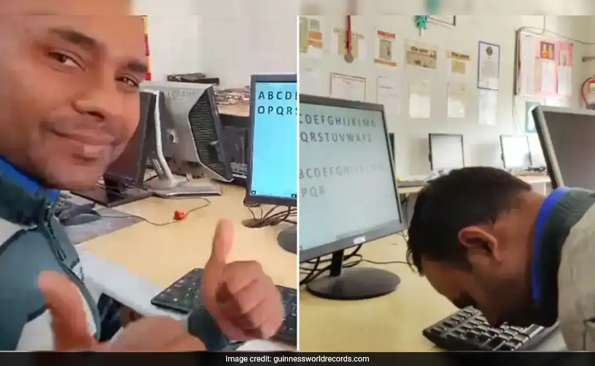 Man breaks his own world record for typing with his nose - Radio Sargam