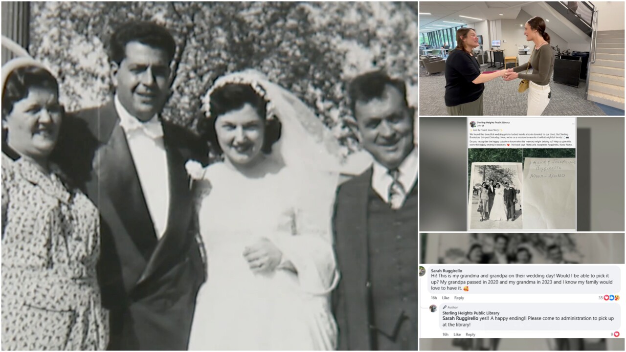 Library returns 1953 wedding photo found in book to couple’s family ...
